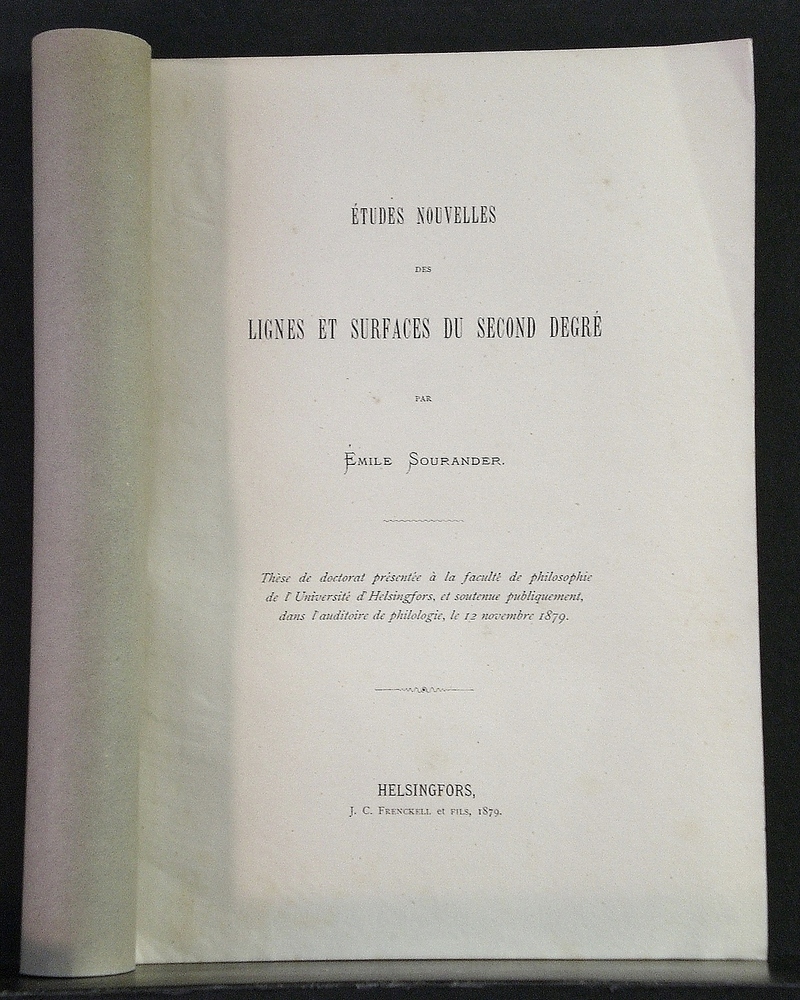 EMILE SOURANDER Ètudes nouvelles des lignes et surfaces du second degré ...