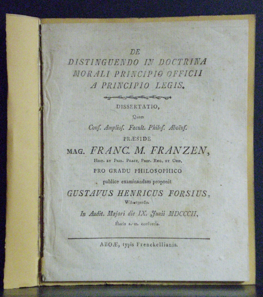 Franzén, Franciscus Michael: De distinguendo in doctrina morali ...