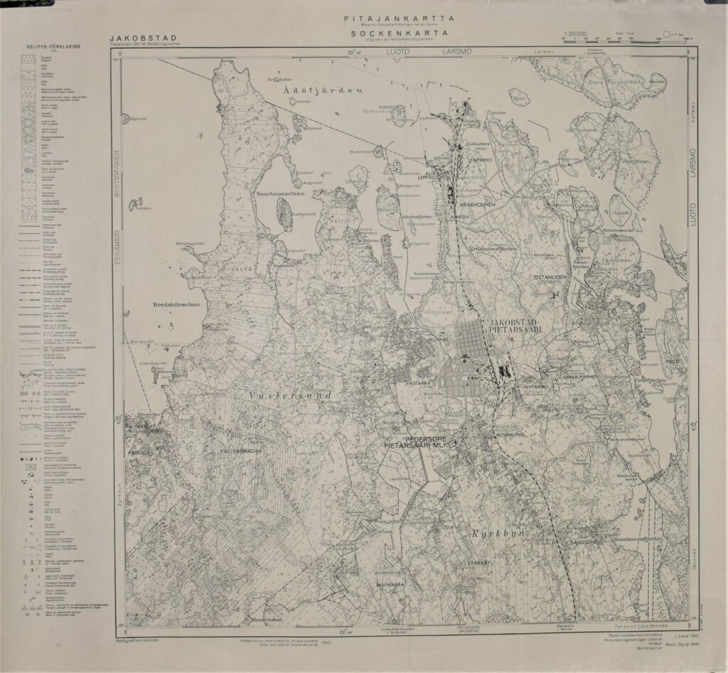 Jakobstad - Pietarsaari (1948) Pitäjänkartta – sockenkarta | C ...