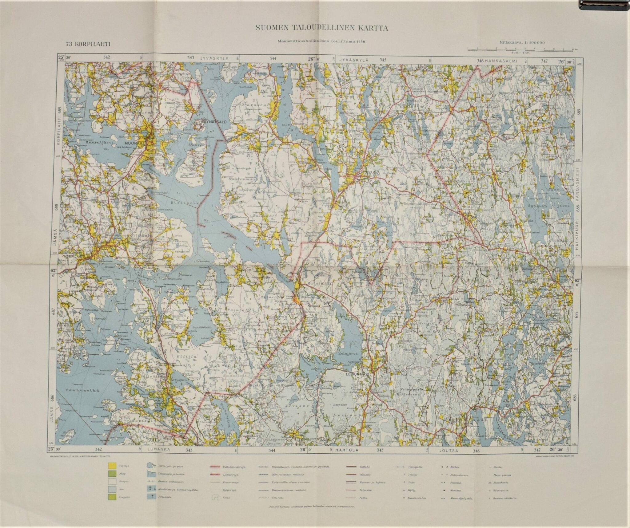 Korpilahti – Suomen taloudellinen kartta 1940 | C. Hagelstam ...